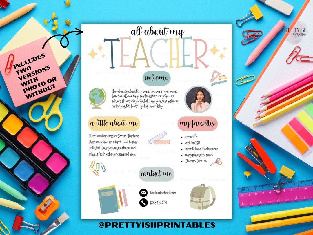 Meet the Teacher Template, Editable Teacher Printable, Back to School ...