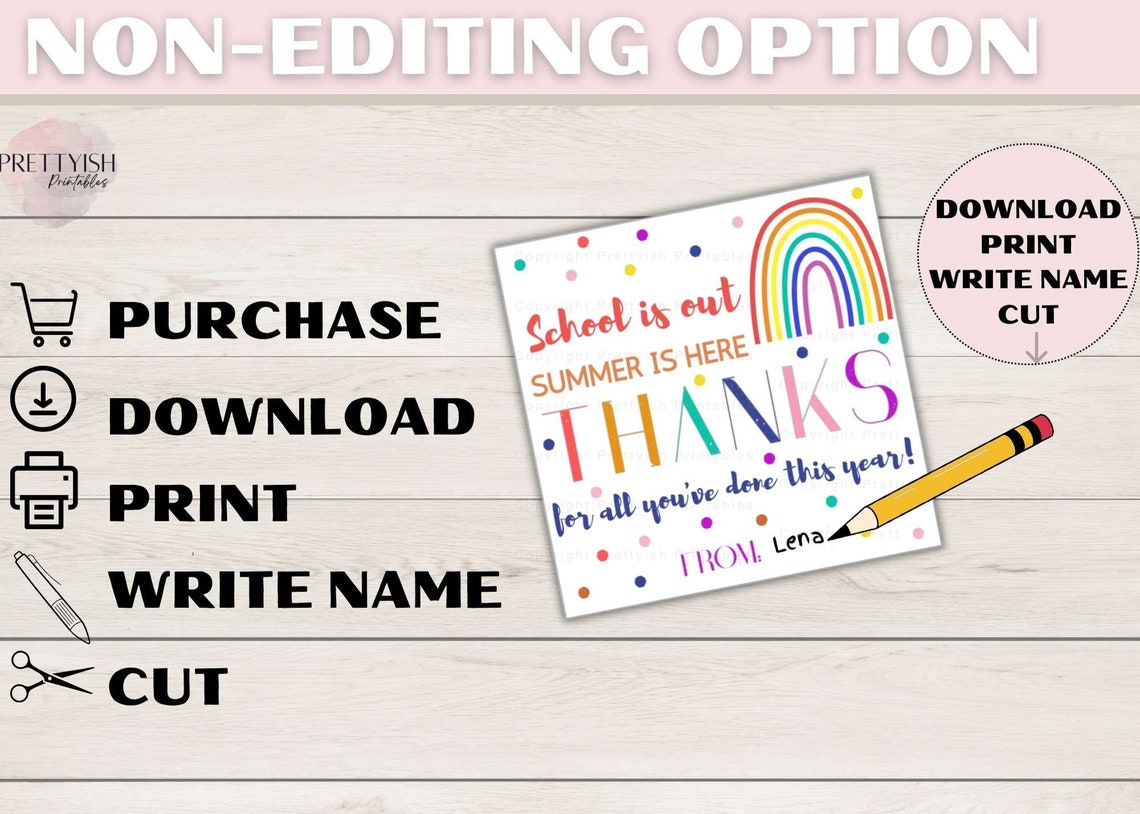 Printable Teacher Gift for Summer, End of School Year Teacher Gift, End ...