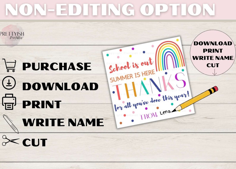 Printable Teacher Gift for Summer, End of School Year Teacher Gift, End ...