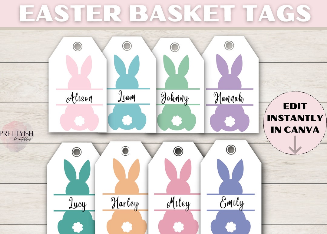 Easter Basket Tag Personalized, Editable Easter Gift Tag, Customized ...