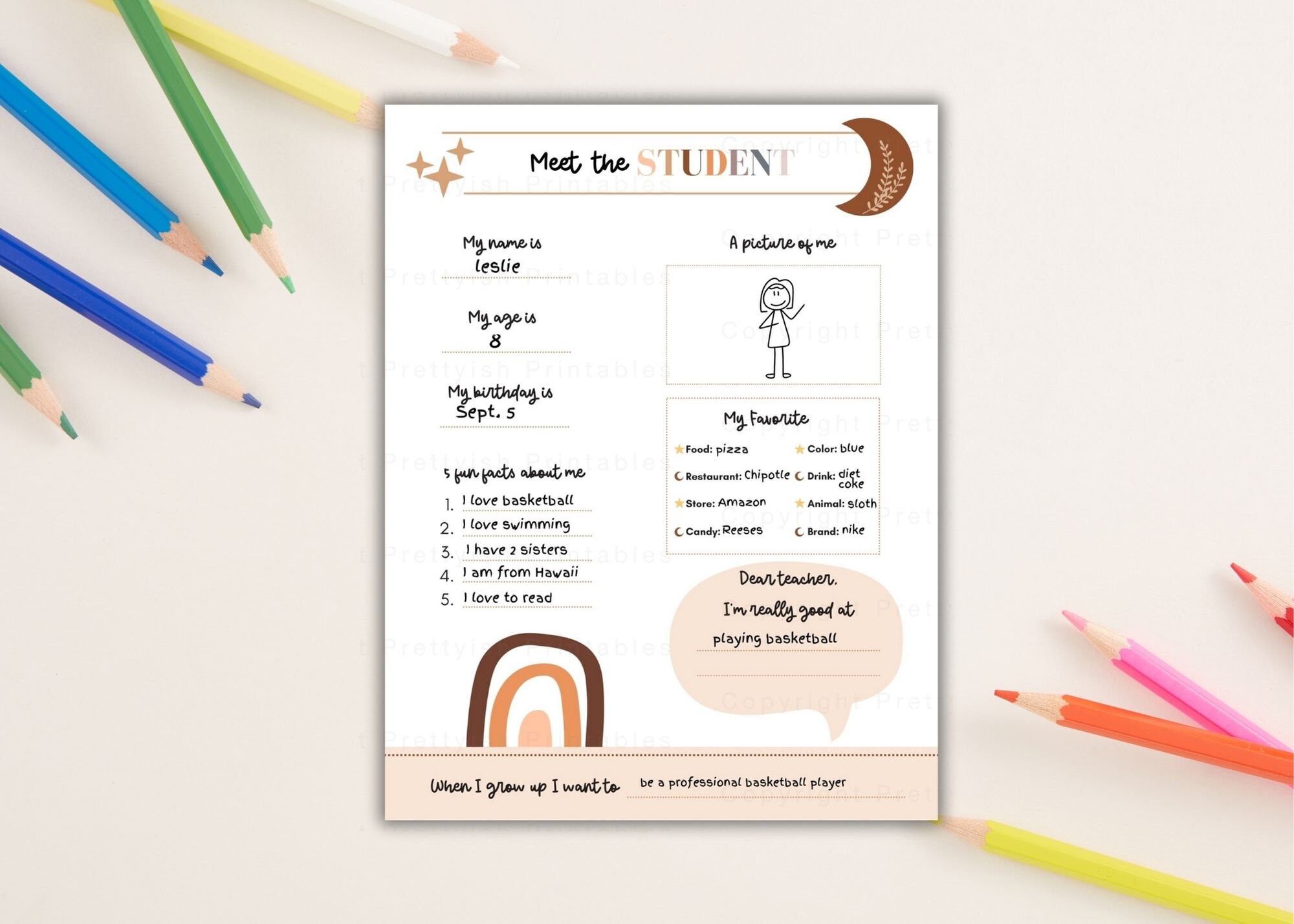 Meet the Teacher | Meet the Student Questionnaire | Back to School ...