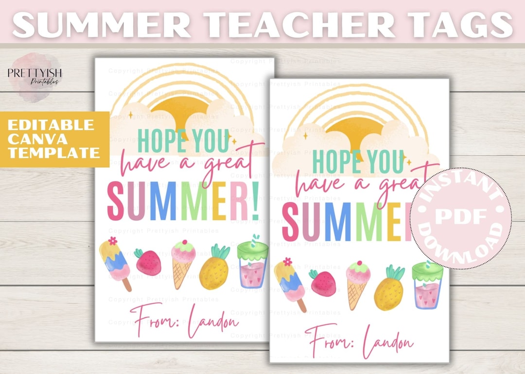 End of School Year Tag, End of School Gift Tag, Summer Teacher Favor - Etsy