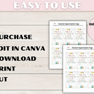 Teacher Sweet Treat Tag, Teacher Appreciation Thank You Tags, Teacher ...