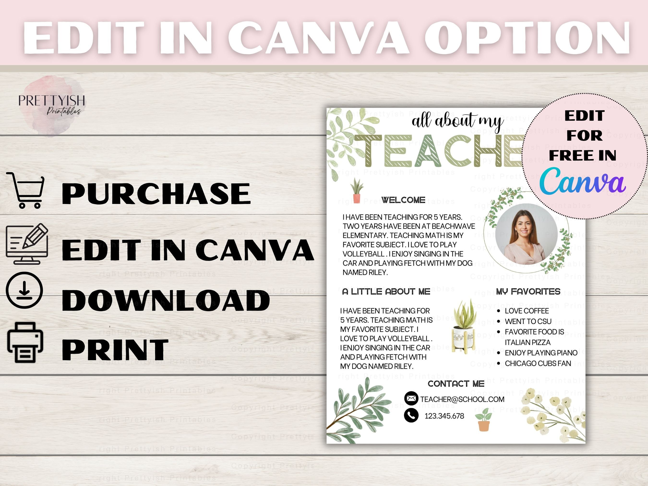 Meet the Teacher Template, Editable Teacher Printable, Back to School ...