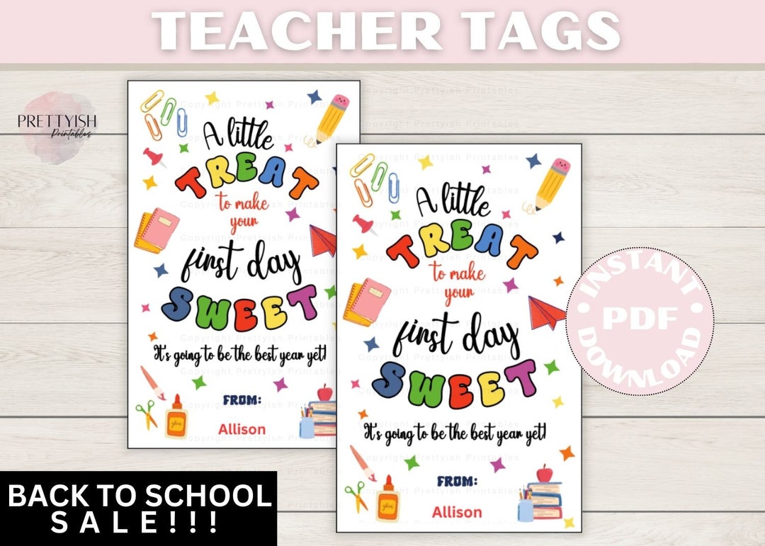 First Day of School Sweet Treat Tag, Welcome Back to School Gift Bag ...