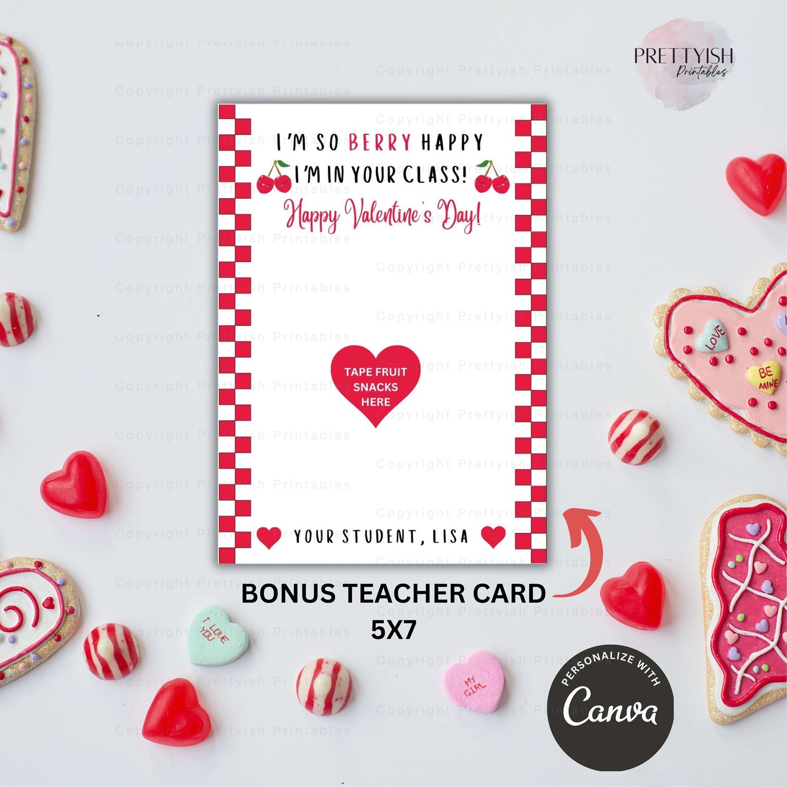 Classroom Valentines Printable, Fruit Snack Valentine Card, Kids ...