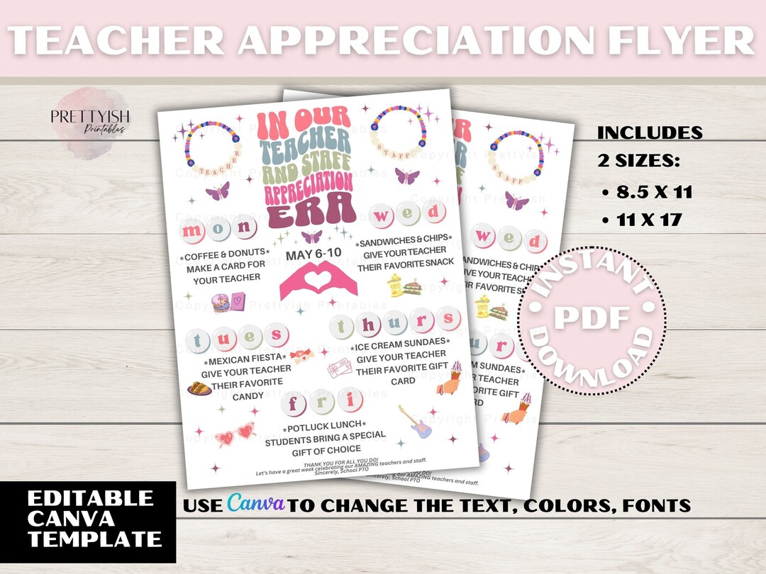 Editable Teacher and Staff Appreciation Week Printables, Printable for ...