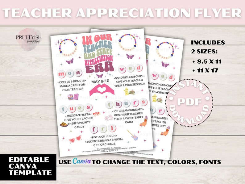Editable Teacher and Staff Appreciation Week Printables, Printable for ...