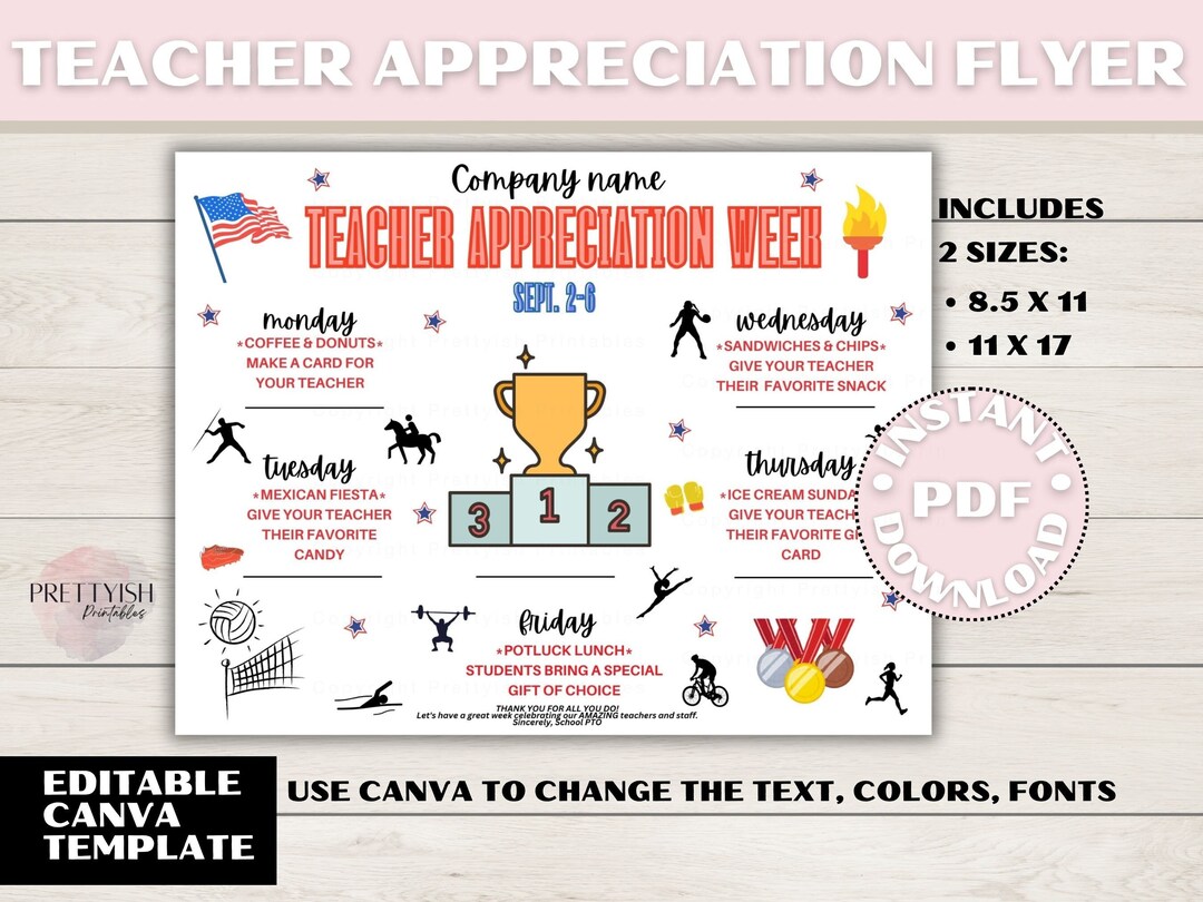 Editable Teacher and Staff Appreciation Week Printables, Printable for ...