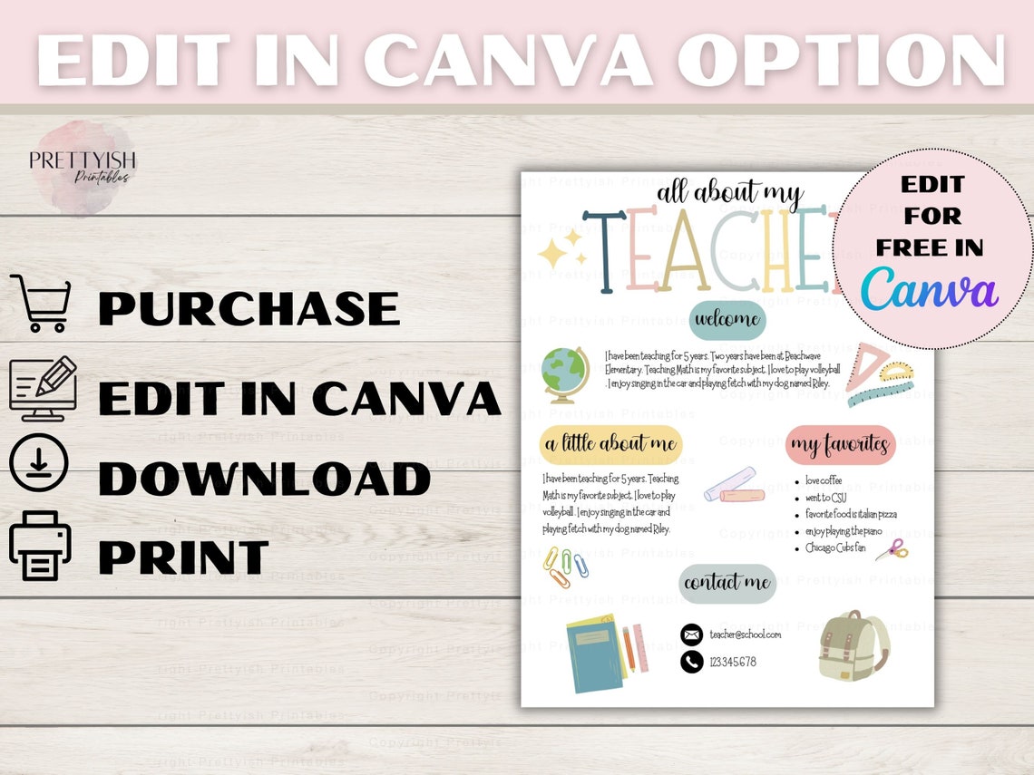 Meet the Teacher Template, Editable Teacher Printable, Back to School ...