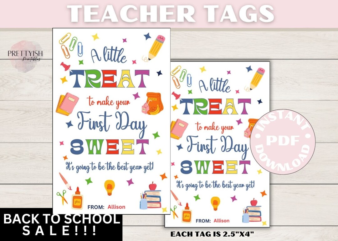 First Day of School Sweet Treat Tag, Welcome Back to School Gift Bag ...