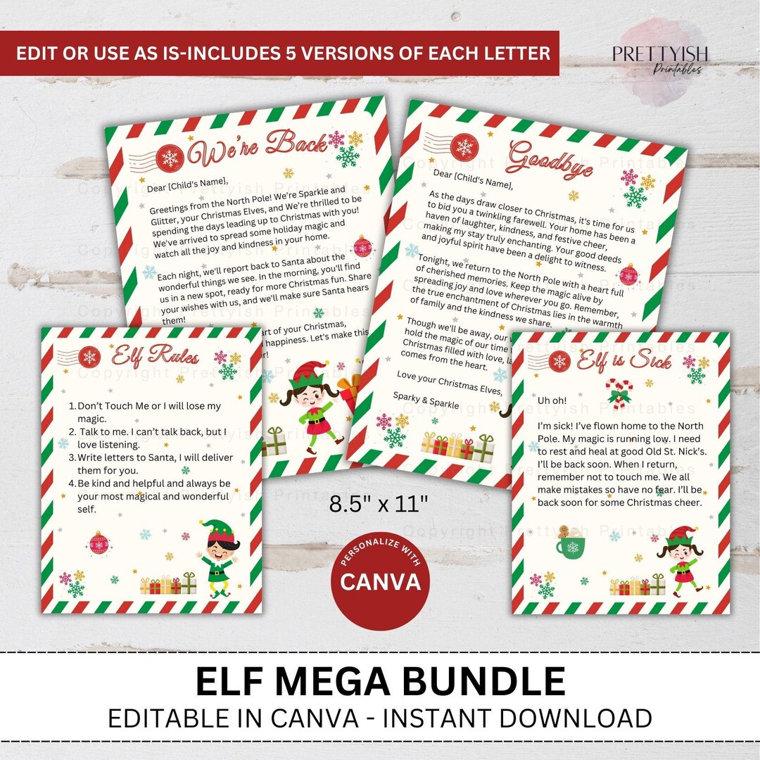 Christmas Elf Arrival Letter Goodbye Rules Sick, Printable Elf Letter ...