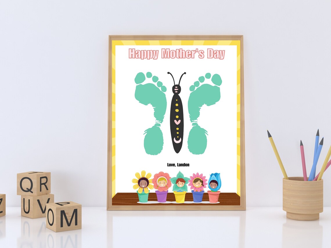Mothers Day Footprint Art, Preschool Worksheets, Butterfly Footprint ...