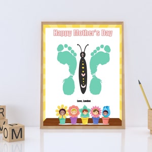 Mothers Day Footprint Art, Preschool Worksheets, Butterfly Footprint ...