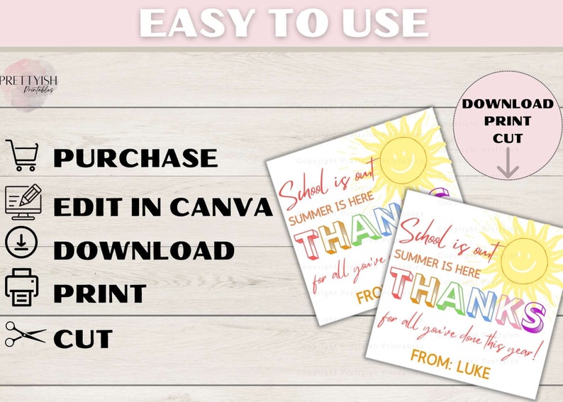Printable Teacher Gift for Summer End of School Year Teacher - Etsy
