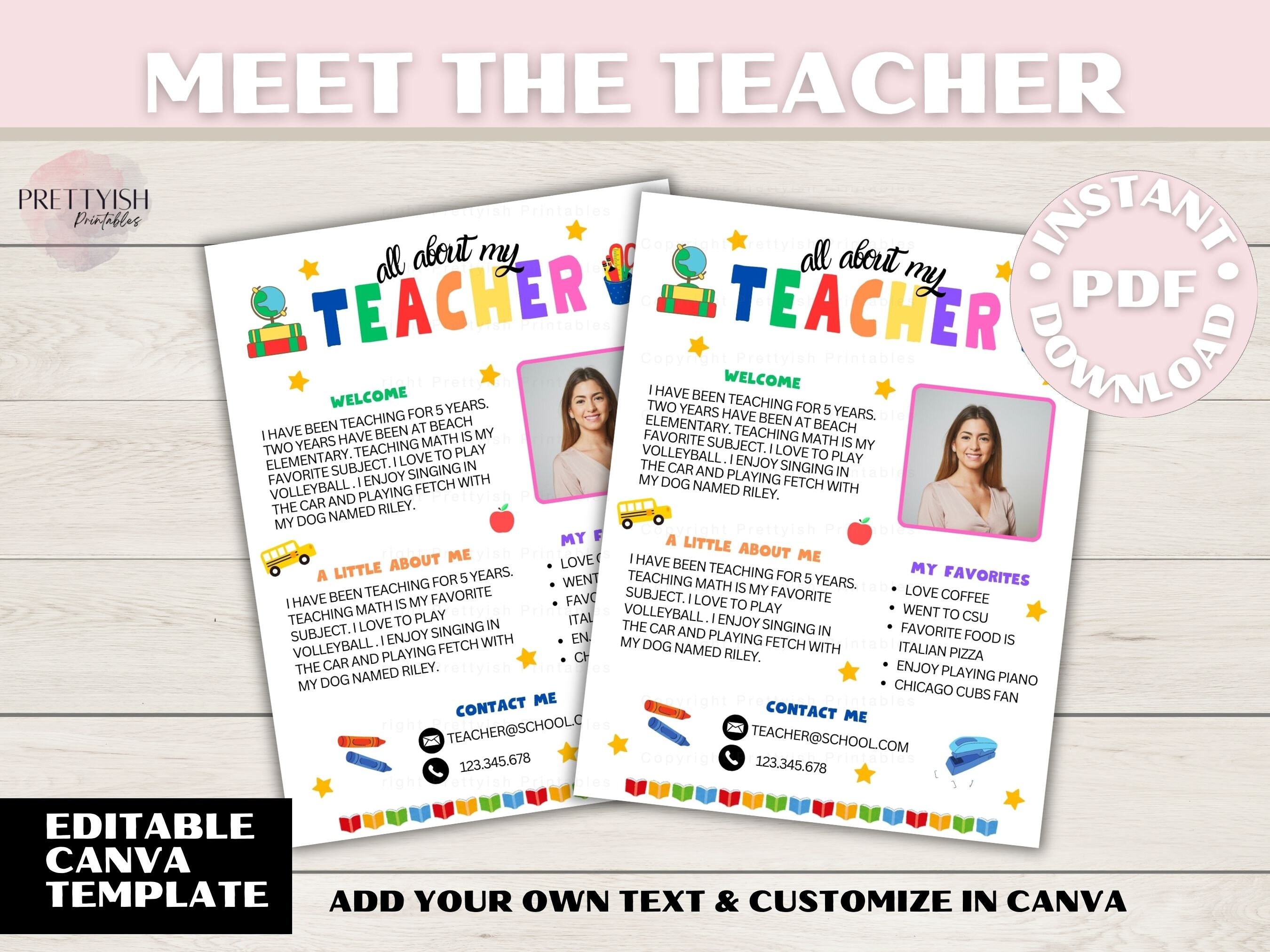 Meet the Teacher Editable Template Printable, Meet the Teacher Retro ...