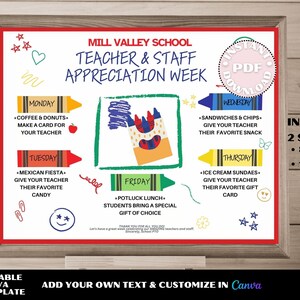 Editable Teacher and Staff Appreciation Week Printables, Printable for ...