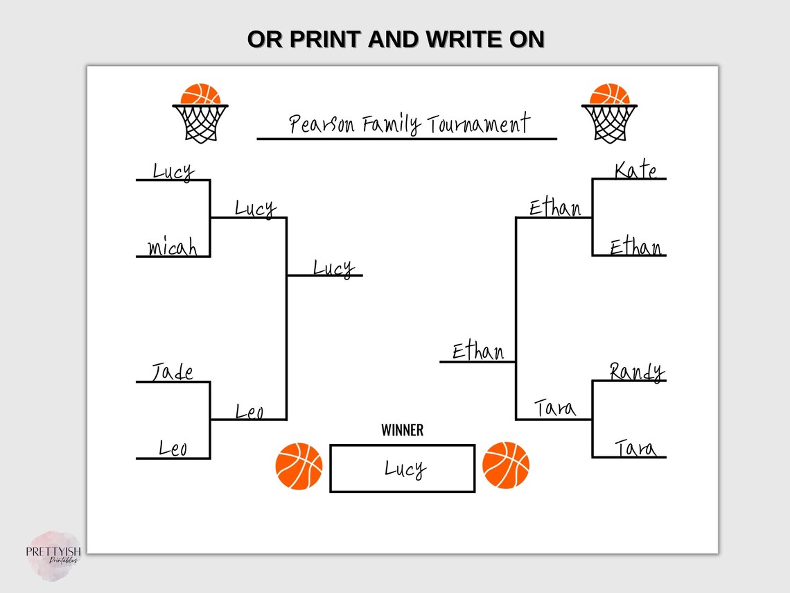 Basketball Sports Bracket Template Tournament Bracket Editable Bracket ...