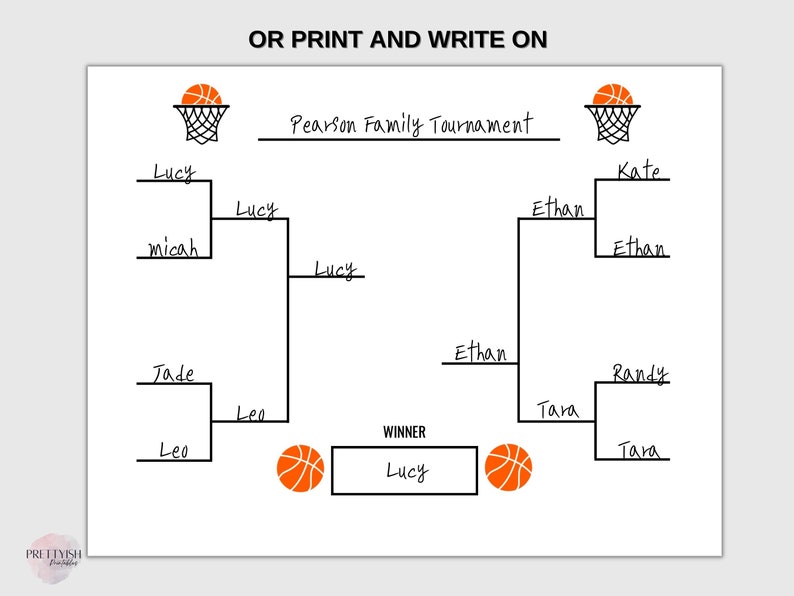 Basketball Sports Bracket Template Tournament Bracket Editable Bracket ...