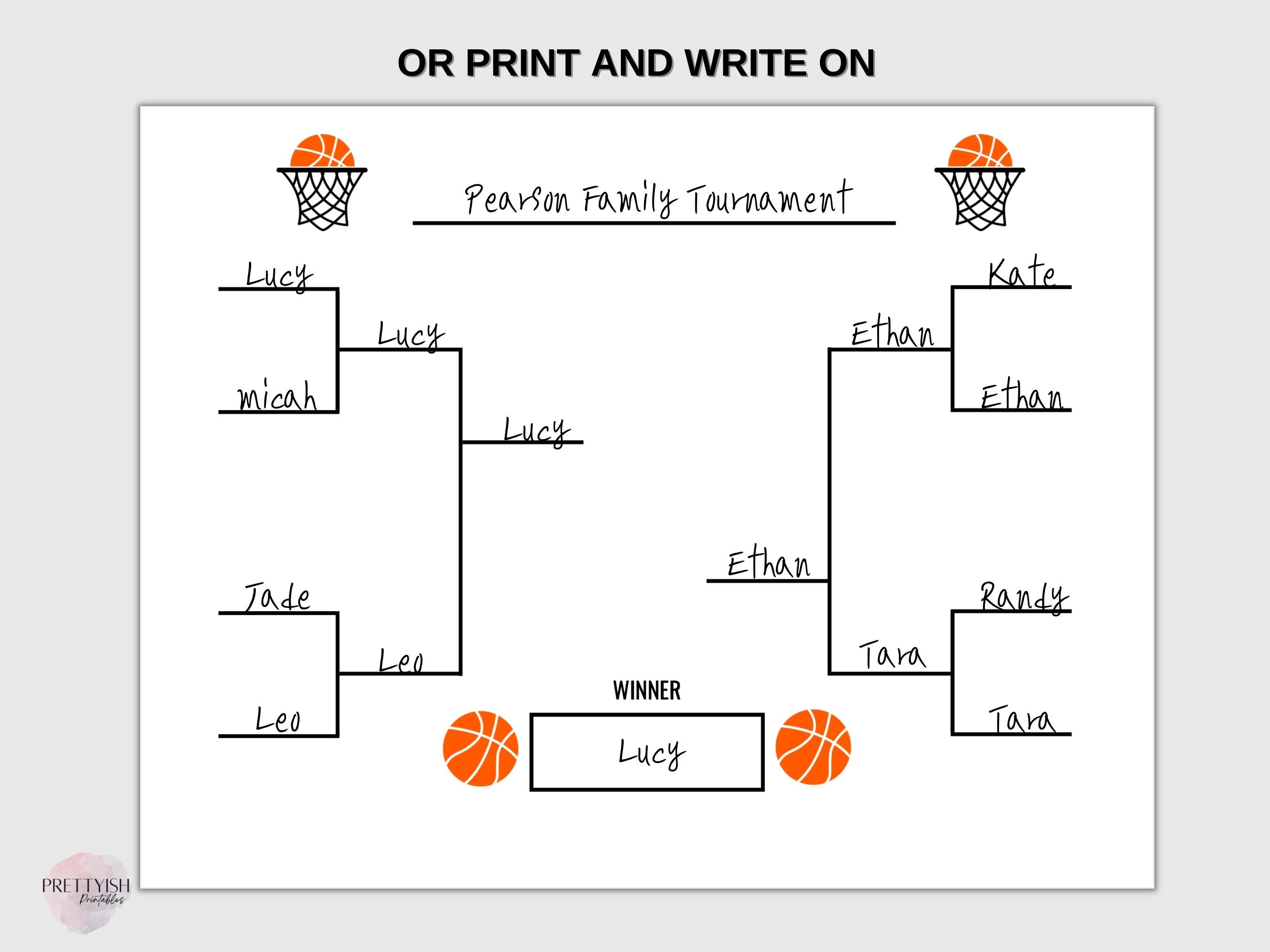 Basketball Sports Bracket Template Tournament Bracket Editable Bracket ...