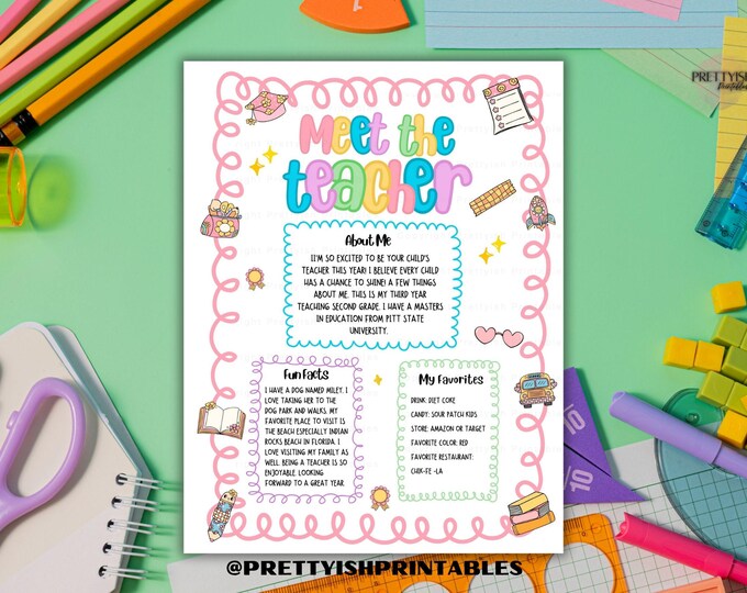 Groovy Boho Meet the Teacher Template - Etsy Canada