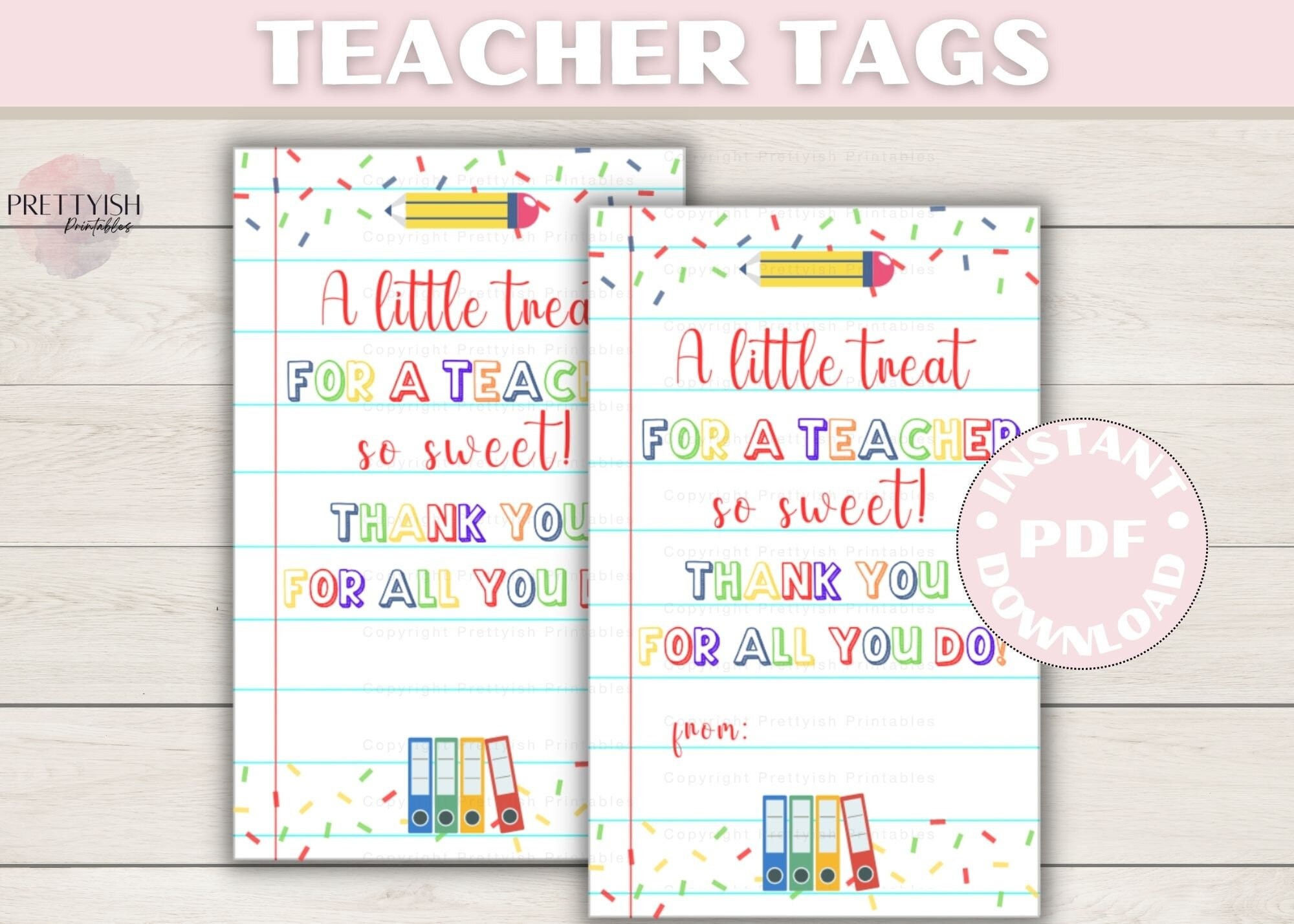 Teacher Sweet Treat Tag, Teacher Appreciation Thank You Tags, Teacher ...