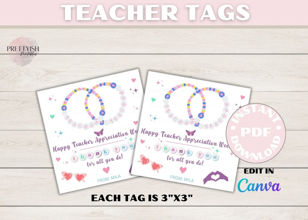 EDITABLE Teacher Appreciation Gift Tag, Staff Appreciation Gift Tag ...