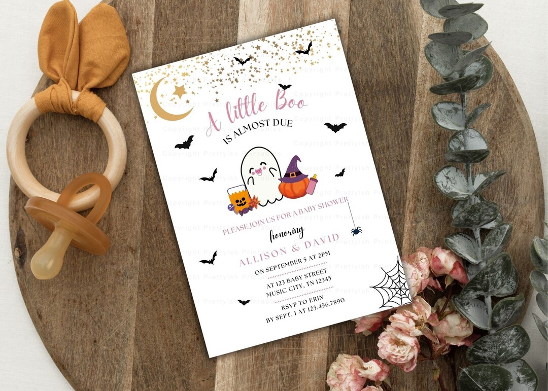 A Little Boo is Due Baby Shower Invitation, Editable Halloween Baby ...