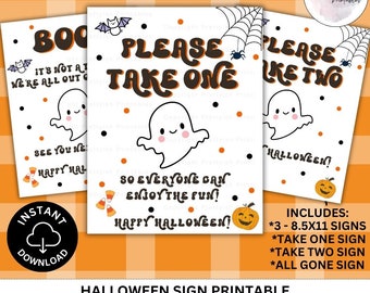 Trick or Treat Sign, Please Take One Sign, Halloween Candy Sign ...