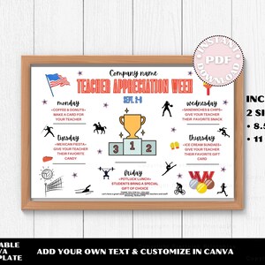 Editable Teacher and Staff Appreciation Week Printables, Printable for ...