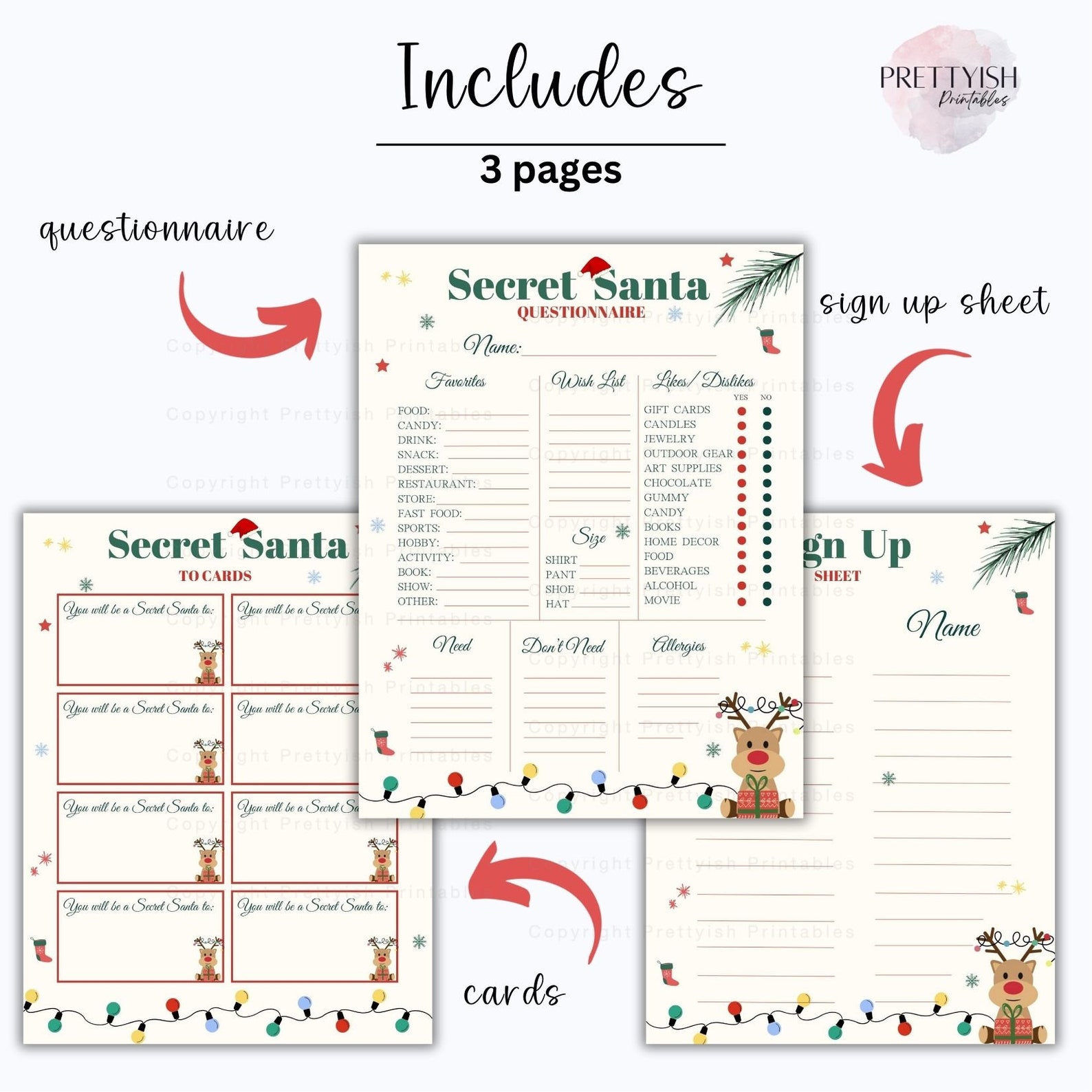 Editable Secret Santa Questionnaire Template Work, Office, Family Gift ...
