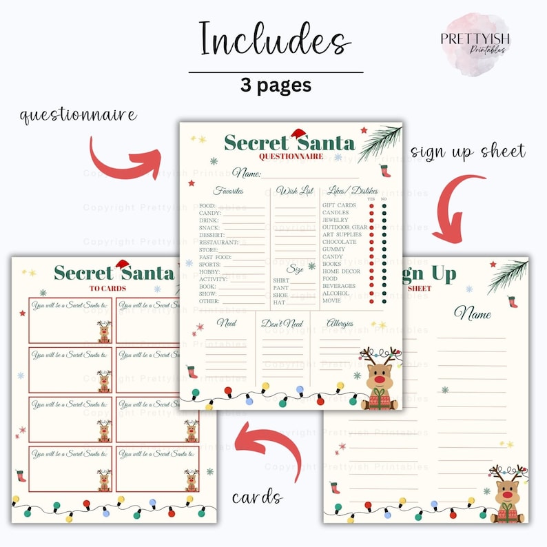 Editable Secret Santa Questionnaire Template Work, Office, Family Gift ...