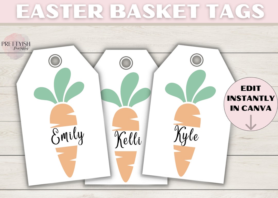 Easter Basket Tag Personalized, Editable Easter Gift Tag, Customized ...