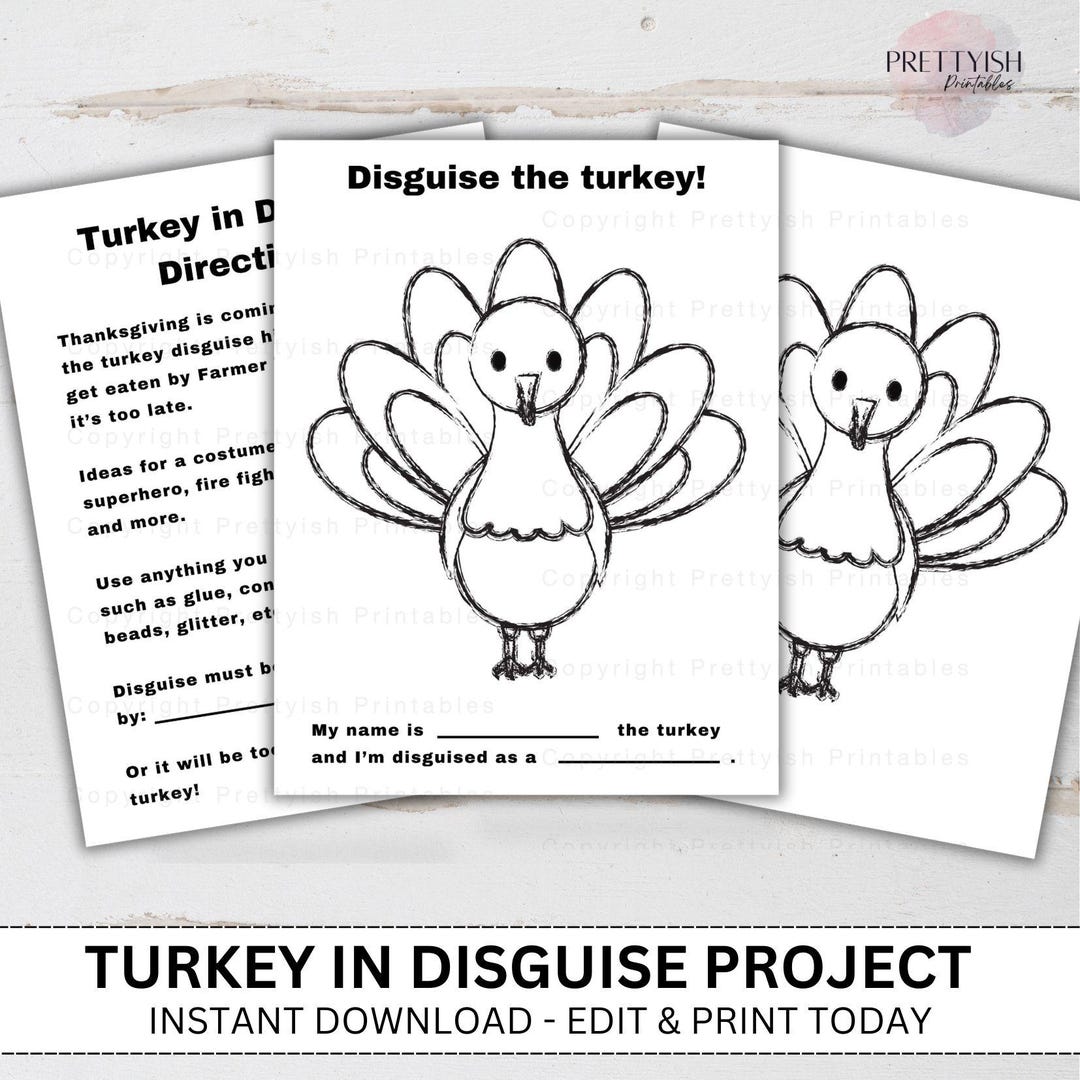Turkey in Disguise Project, Turkey Printable, Thanksgiving Game, Turkey ...