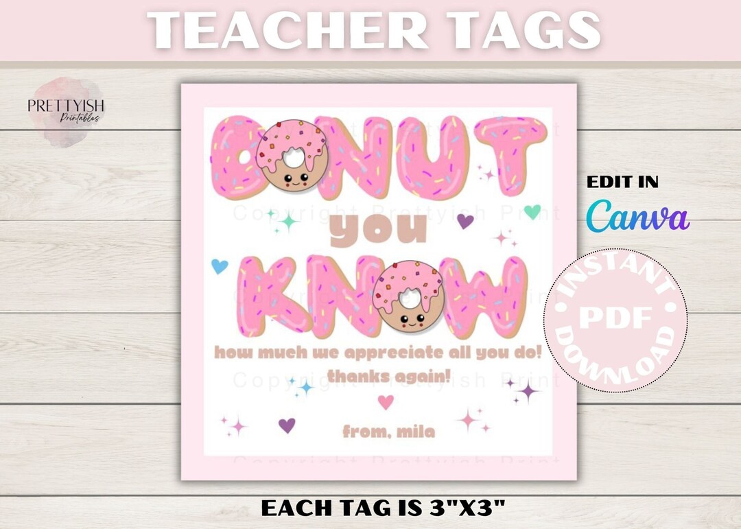 EDITABLE Teacher Appreciation Gift Tag, Staff Appreciation Gift Tag ...