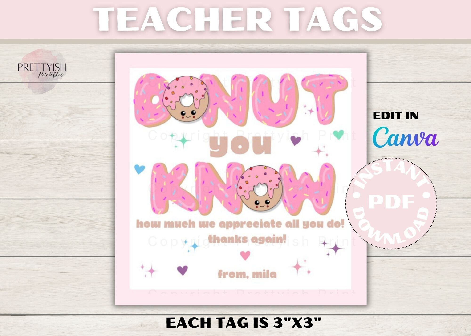 EDITABLE Teacher Appreciation Gift Tag, Staff Appreciation Gift Tag ...