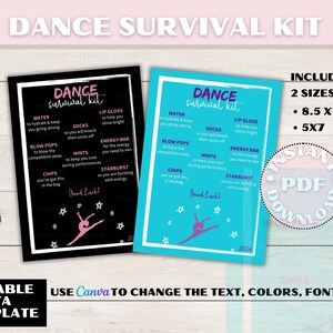 Dance Competition Survival Kit Printable, Gift Bag Printable, Printable ...