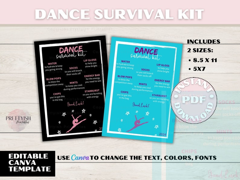 Dance Competition Survival Kit Printable, Gift Bag Printable, Printable ...