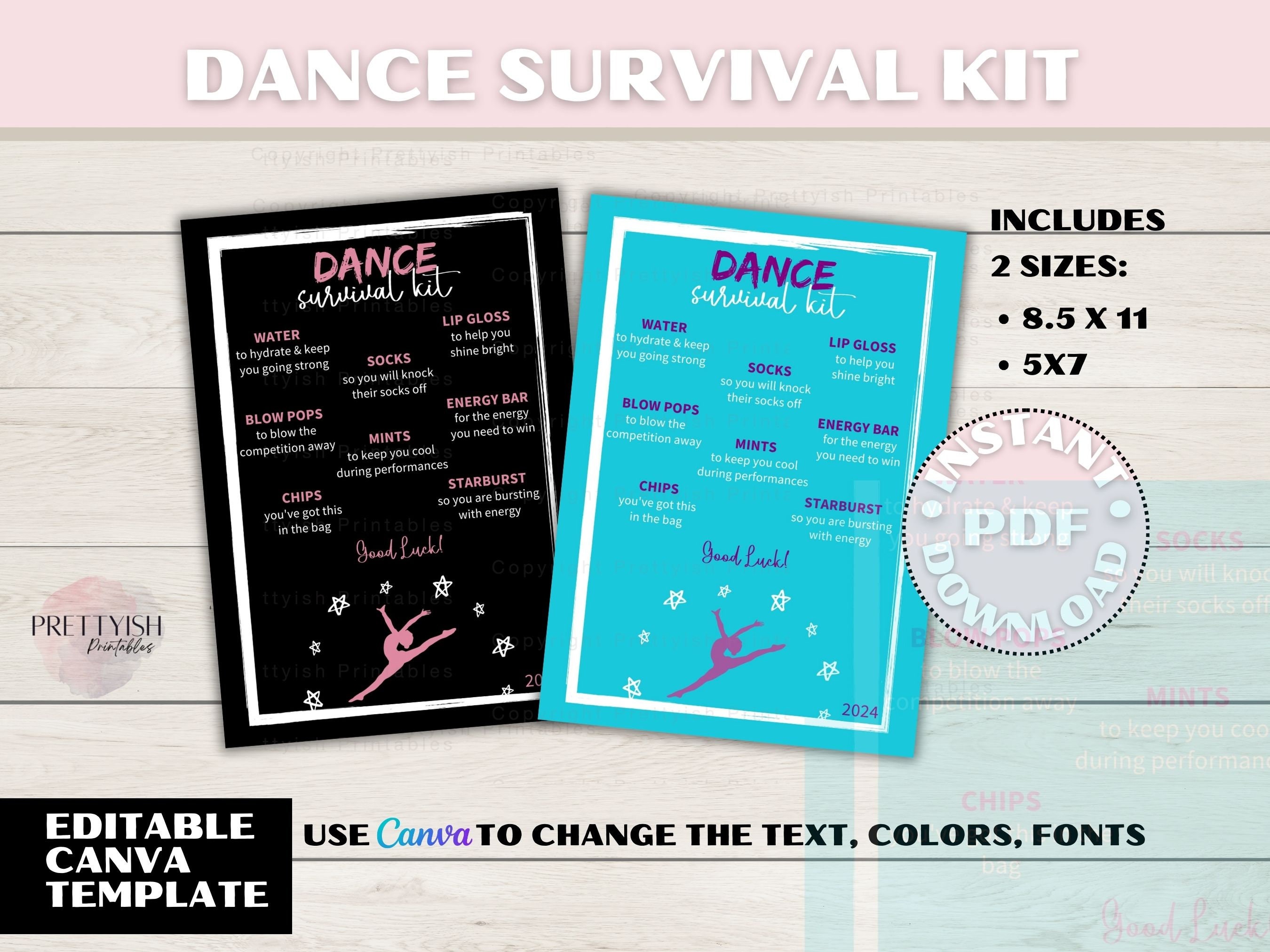 Dance Competition Survival Kit Printable, Gift Bag Printable, Printable ...