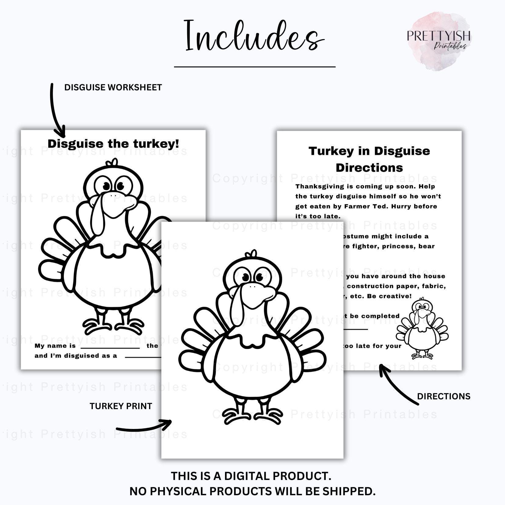 Turkey in Disguise Project, Turkey Printable, Thanksgiving Game, Turkey ...