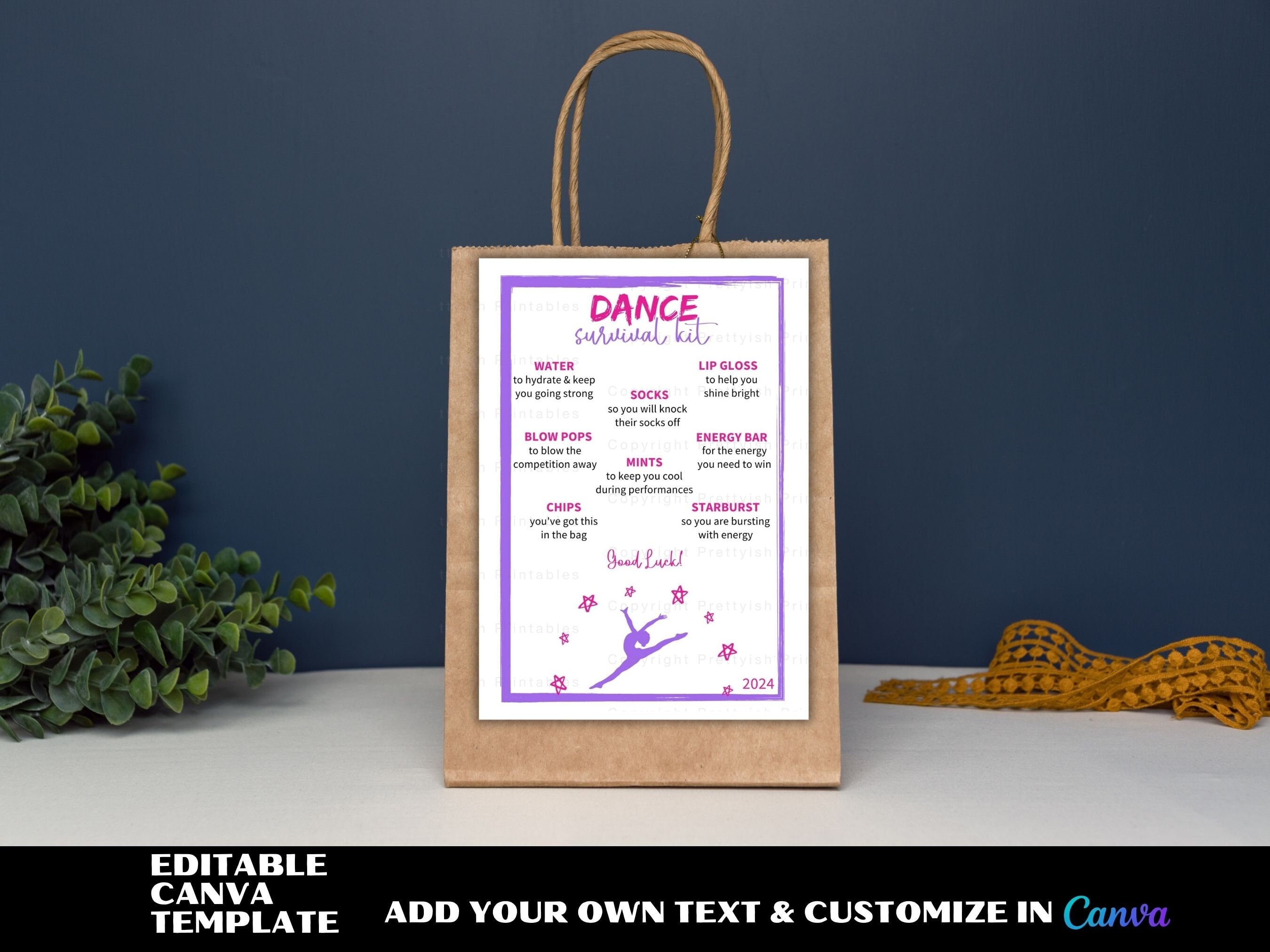 Dance Competition Survival Kit Printable, Gift Bag Printable, Printable ...