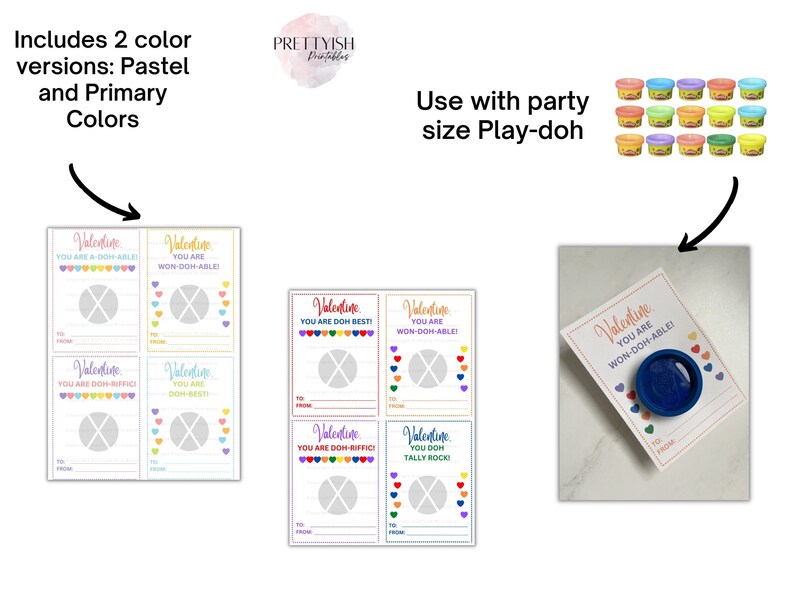 Play-doh Valentine's Printable, Printable Valentine Cards, Non-candy ...