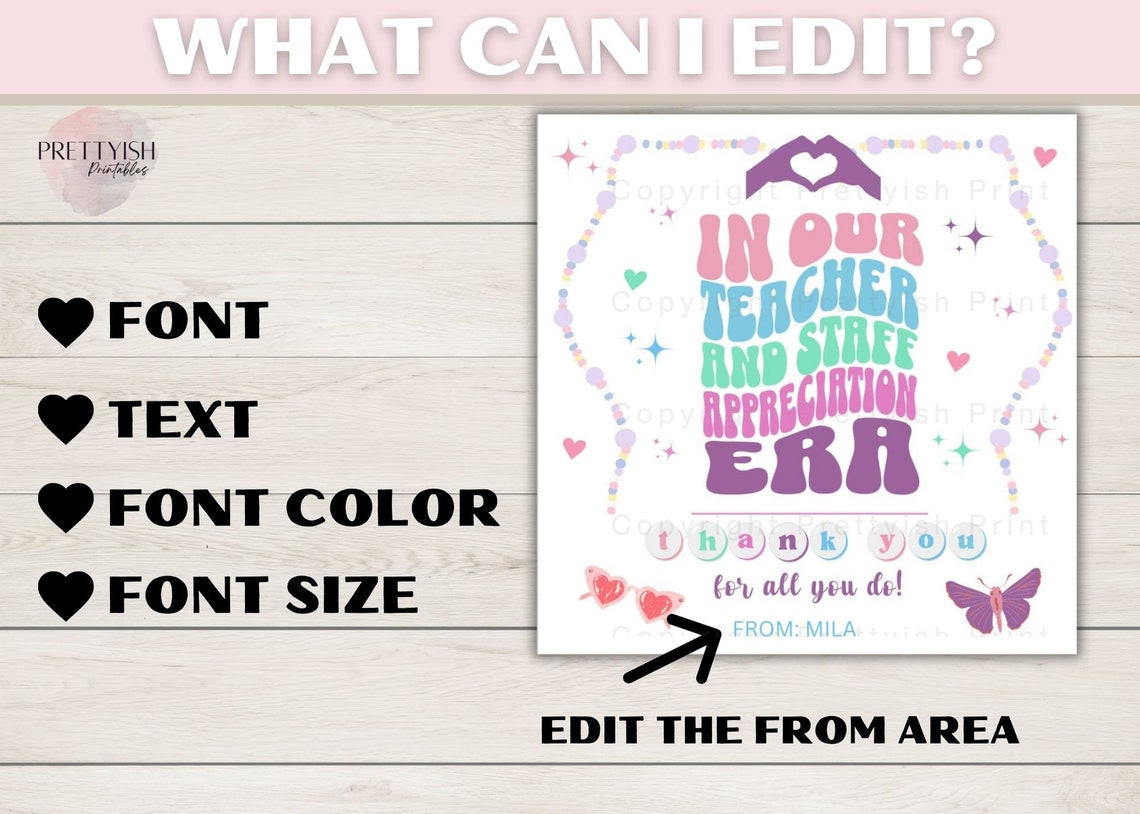 EDITABLE Teacher Appreciation Gift Tag, Staff Appreciation Gift Tag ...