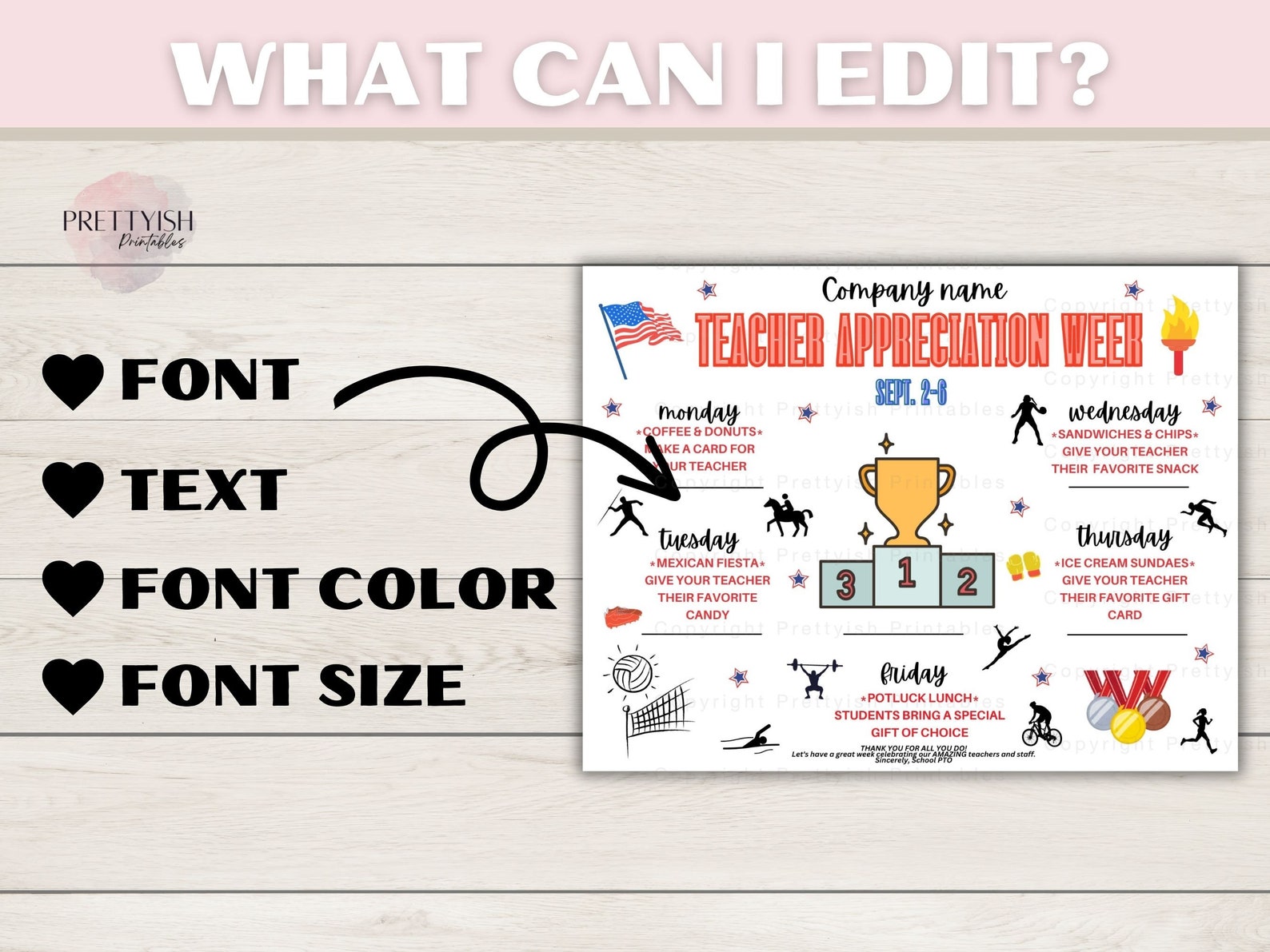 Editable Teacher and Staff Appreciation Week Printables, Printable for ...