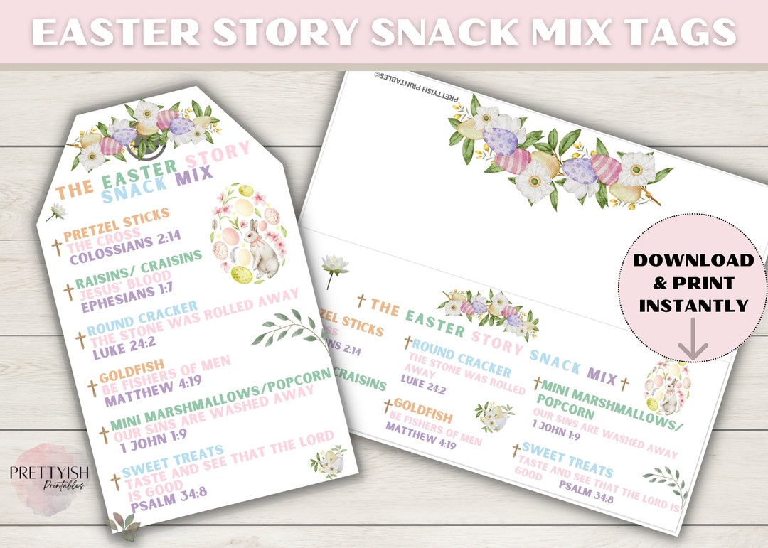 Easter Story Snack Mix Tag, Easter Tag Printable - Etsy