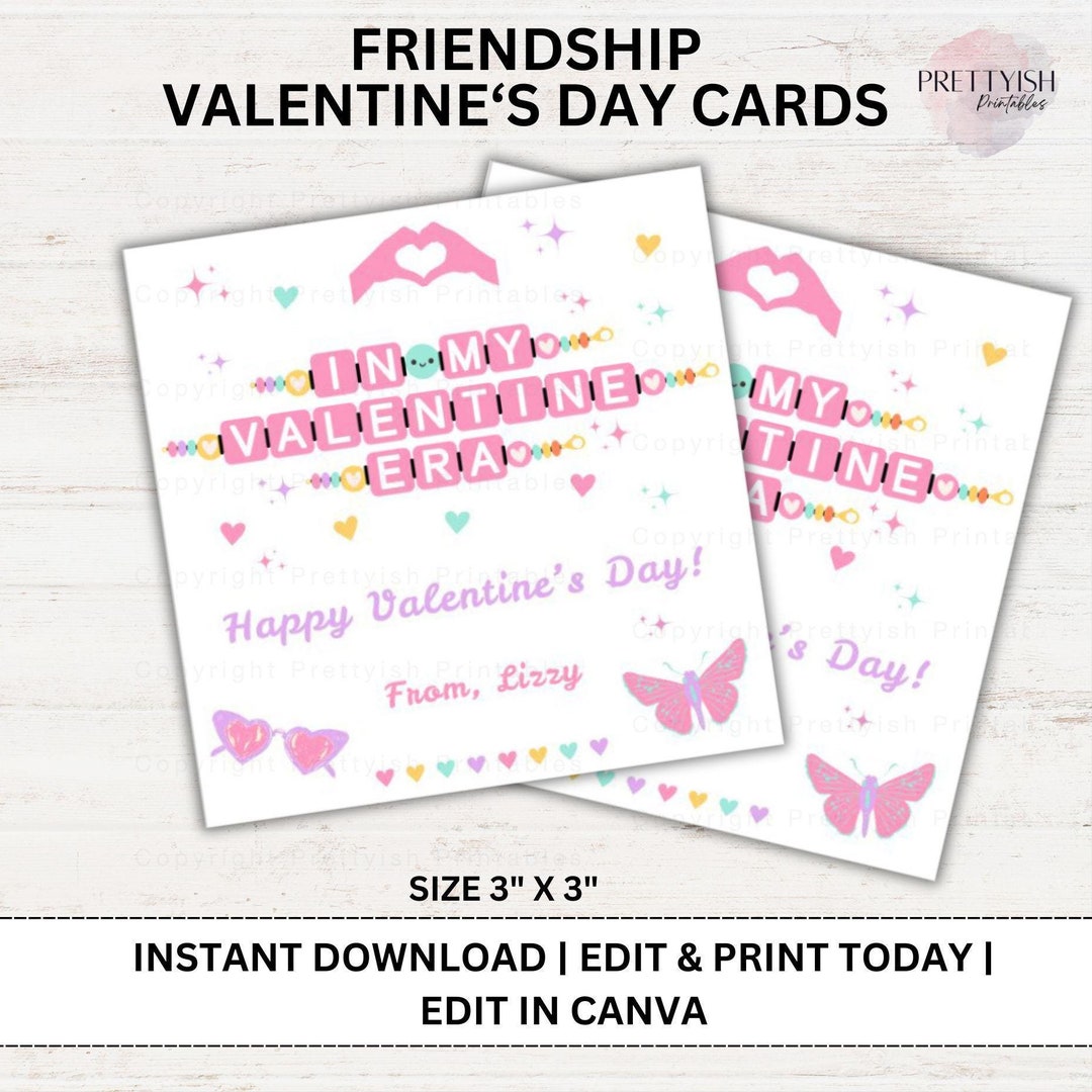Valentine Era Printable, Printable Valentine Cards, Beaded Friendship ...