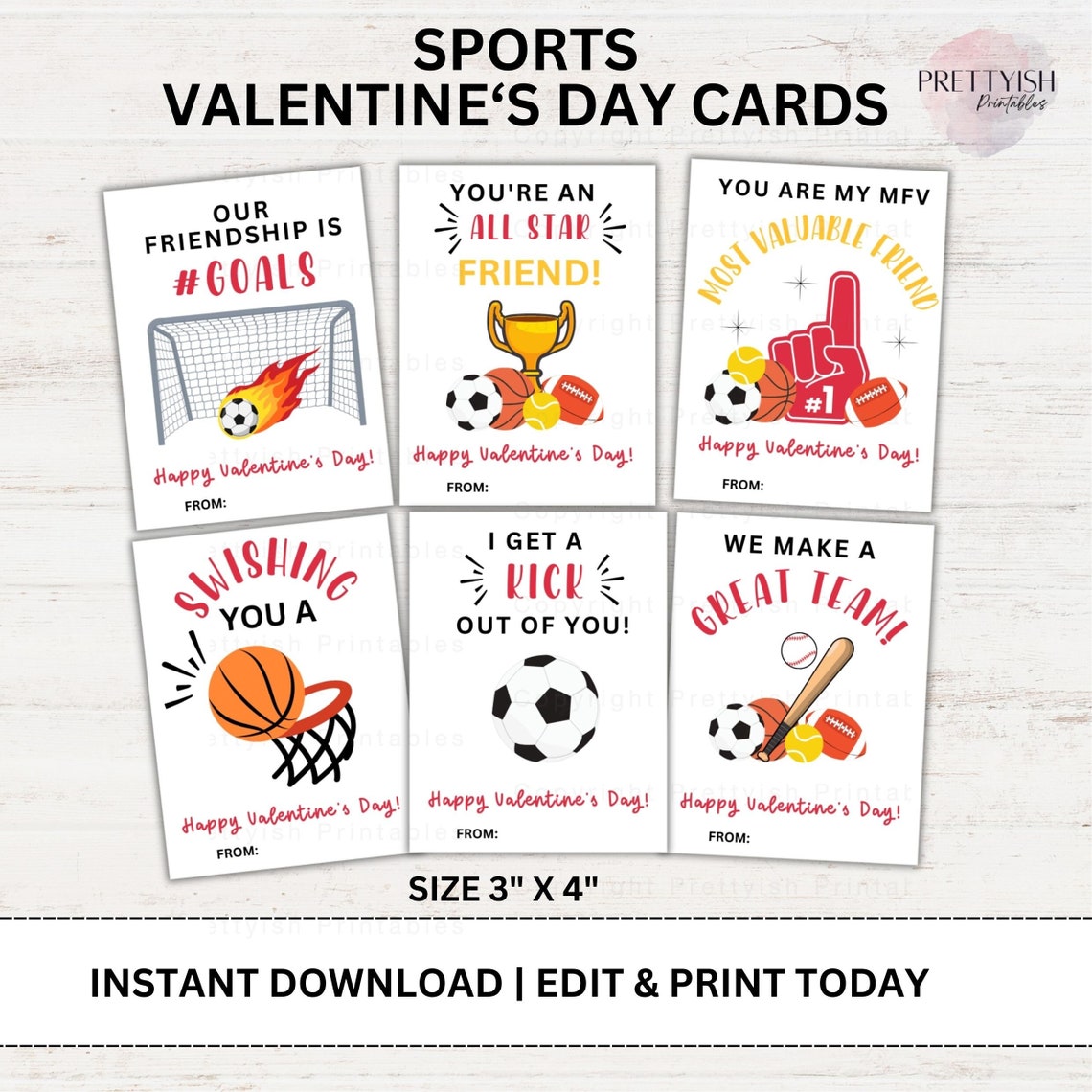 Sports Valentine Cards, Printable Classroom Valentine Card, Kids ...