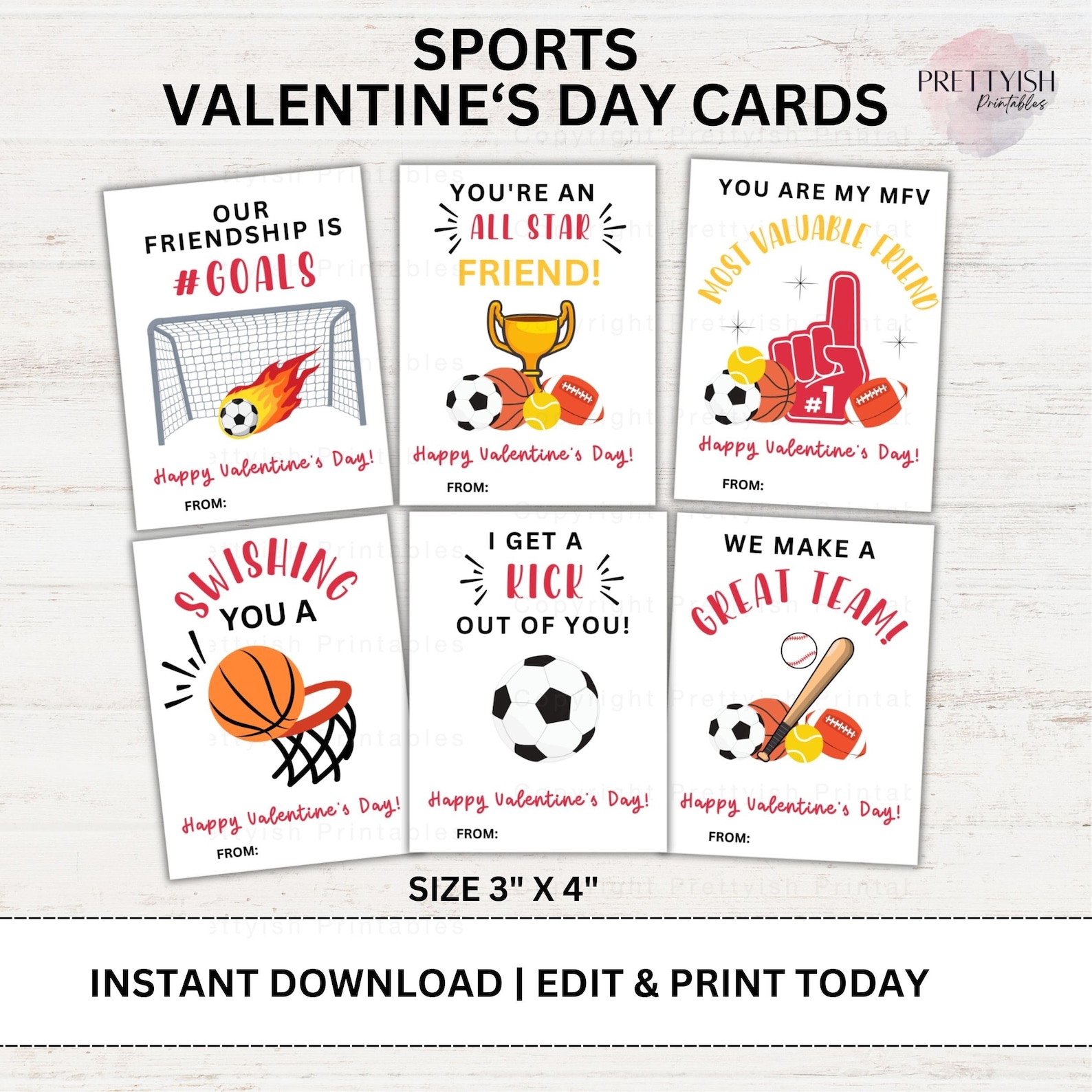 Sports Valentine Cards, Printable Classroom Valentine Card, Kids ...