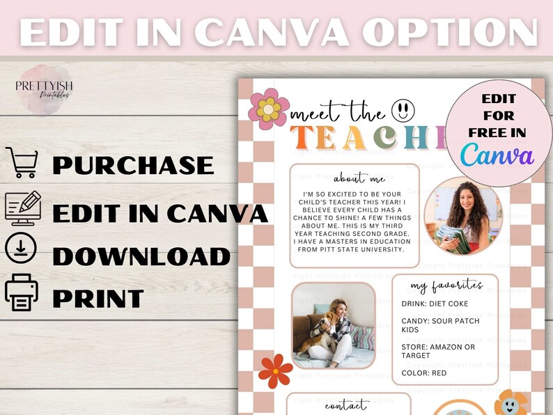 Meet the Teacher Editable Template Printable, Meet the Teacher Retro ...
