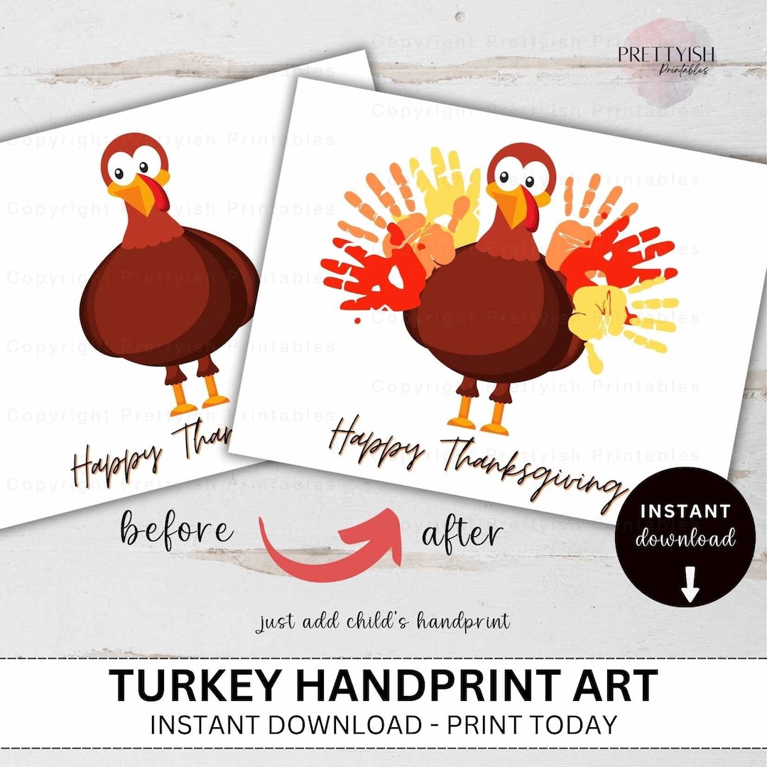 Thanksgiving Handprint, Handprint Craft, Printable, Turkey Handprint ...
